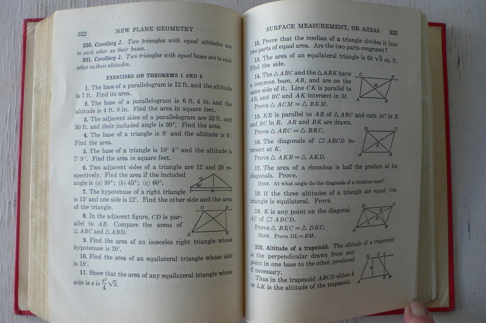 Vintage Textbook New Plane Geometry Hawkes 1930 Red Book | Etsy