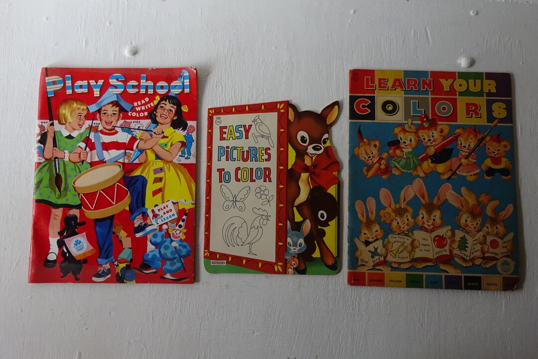 Vintage Children's Coloring Books, Merrill Company, 1960's, 3 Booklets ...