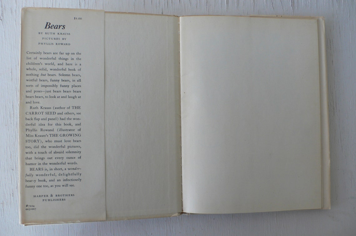 Vintage Children's Book Bears Ruth Krauss First | Etsy