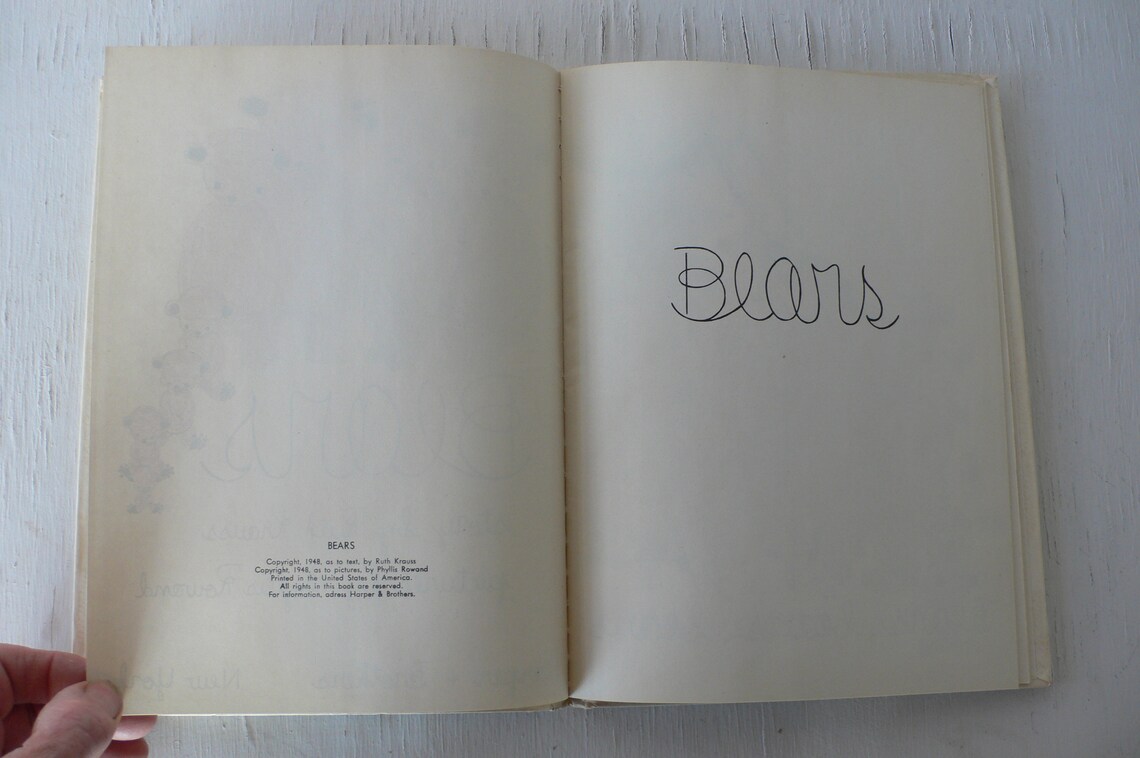 Vintage Children's Book Bears Ruth Krauss First | Etsy