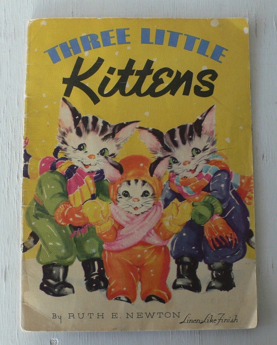 Vintage Children's Book Three Little Kittens Folio Size - Etsy