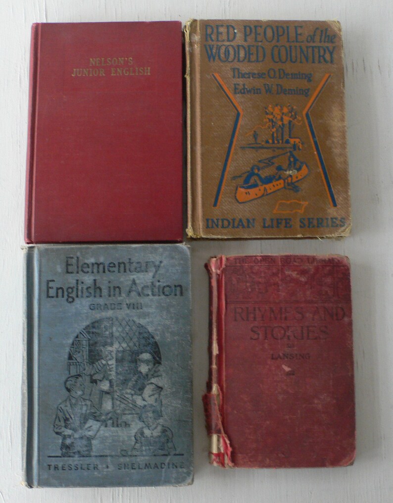 Vintage Textbook Stack 1930's Schoolbooks Breakers 4 - Etsy