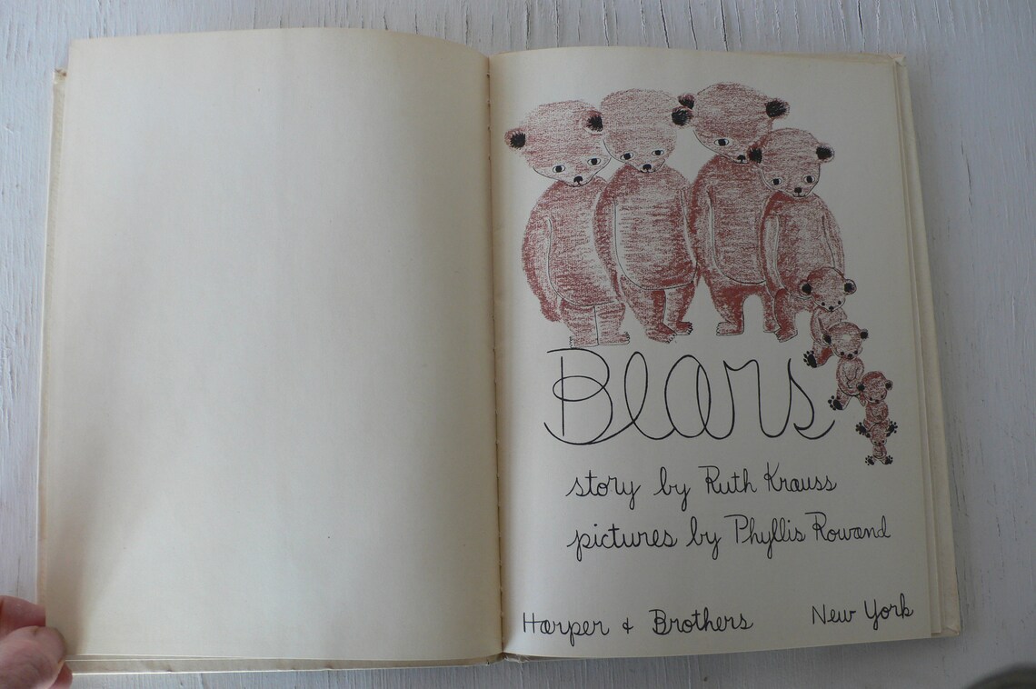 Vintage Children's Book Bears Ruth Krauss First | Etsy
