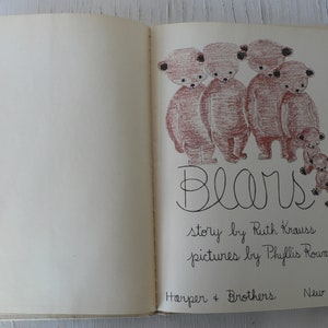 Vintage Children's Book, Bears, Ruth Krauss, First Edition, Rare Book ...