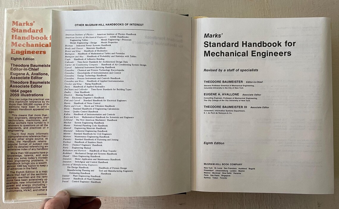 Vintage Marks' Mechanical Engineers Handbook, 1978 - Etsy