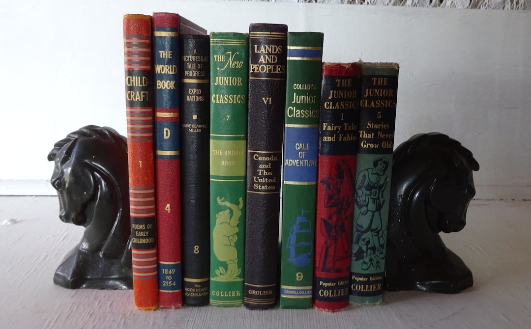 Vintage Stack of Books, 8 Books, Junior Classic, Childcraft, Gold on ...