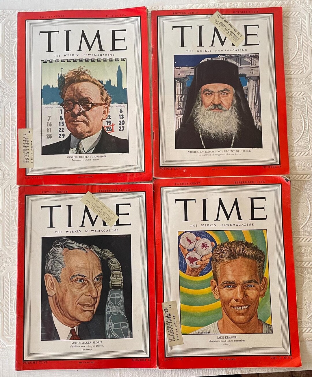 Vintage Magazines, Time, the Weekly Magazine, 1945 - 1947, 4 Issues ...