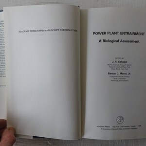 Vintage Book, Power Plant Entrainment, J.R. Schubel, Academic Press ...