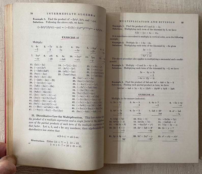 Vintage Intermediate Algebra Textbook: Thurman Peterson, 1954 - Etsy
