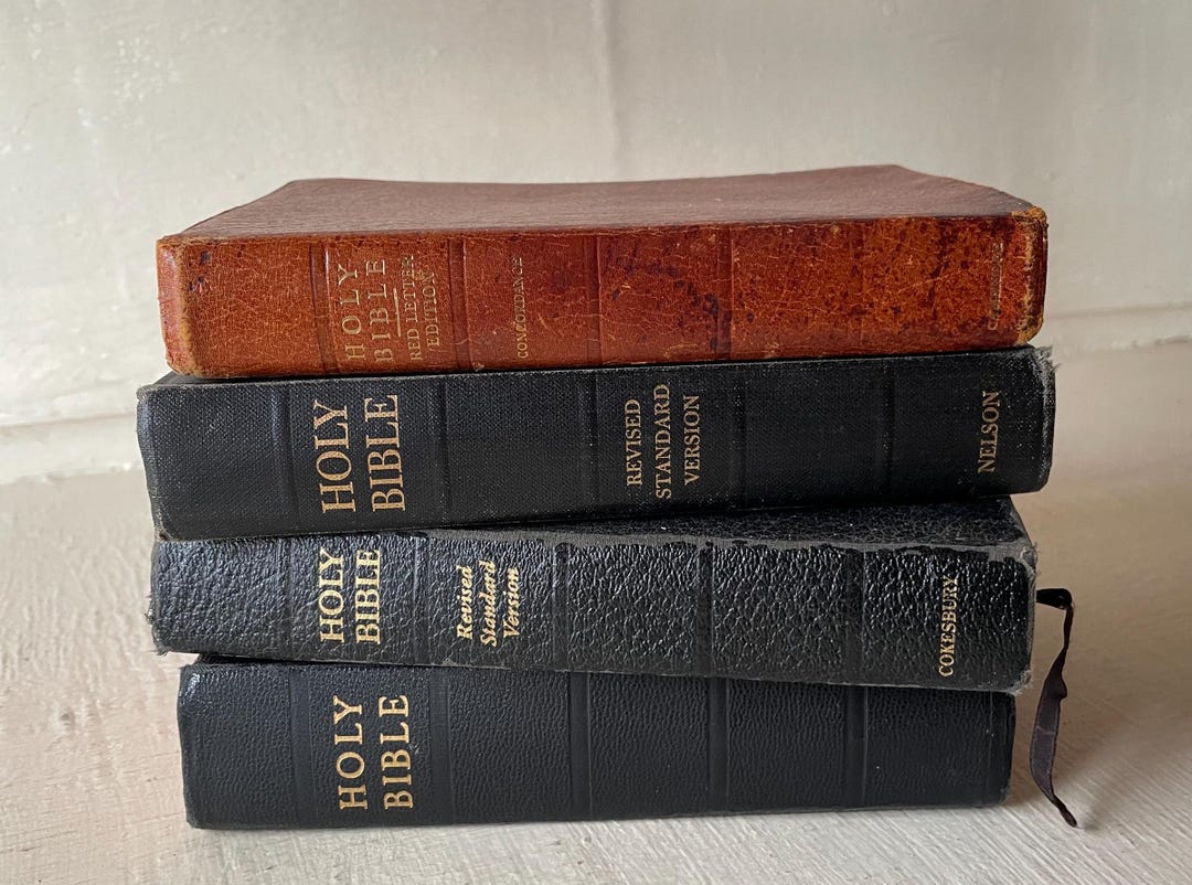 Vintage Stack of Bibles, 4 Books, Holy Prayer Books, Psalms, Christian ...