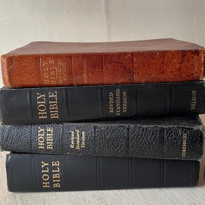 Vintage Stack of Bibles, 4 Books, Holy Prayer Books, Psalms, Christian ...