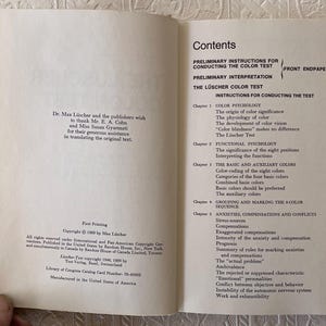 Vintage Book, the Luscher Color Test, Edited by Ian Scott, Based on ...