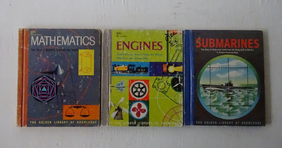 Vintage Children's Book Stack, Group of 3 Golden Library of Knowledge ...
