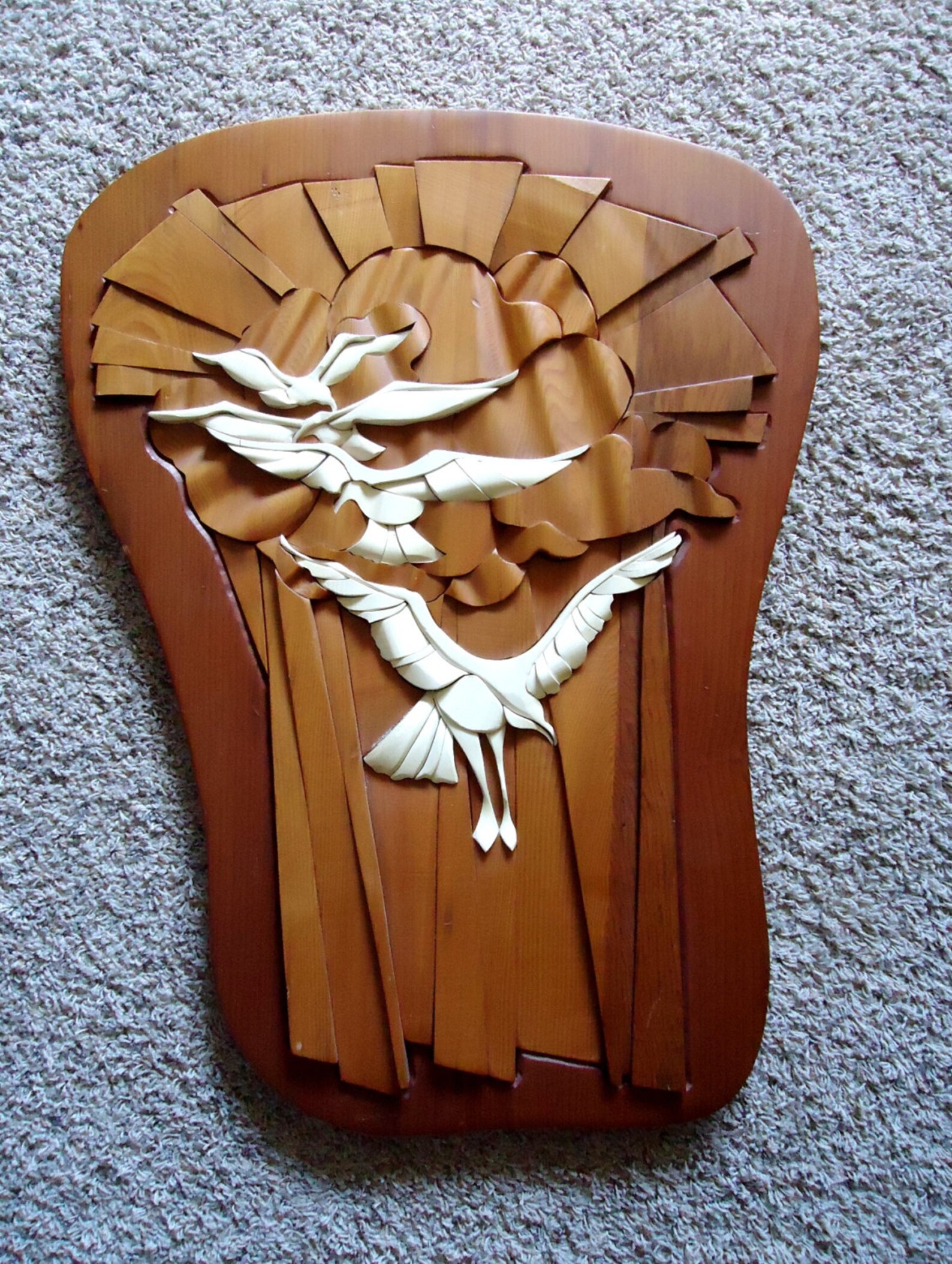 Vintage 70s Retro Mod 3D Cedar/Redwood Wall Art Sculpture | Etsy