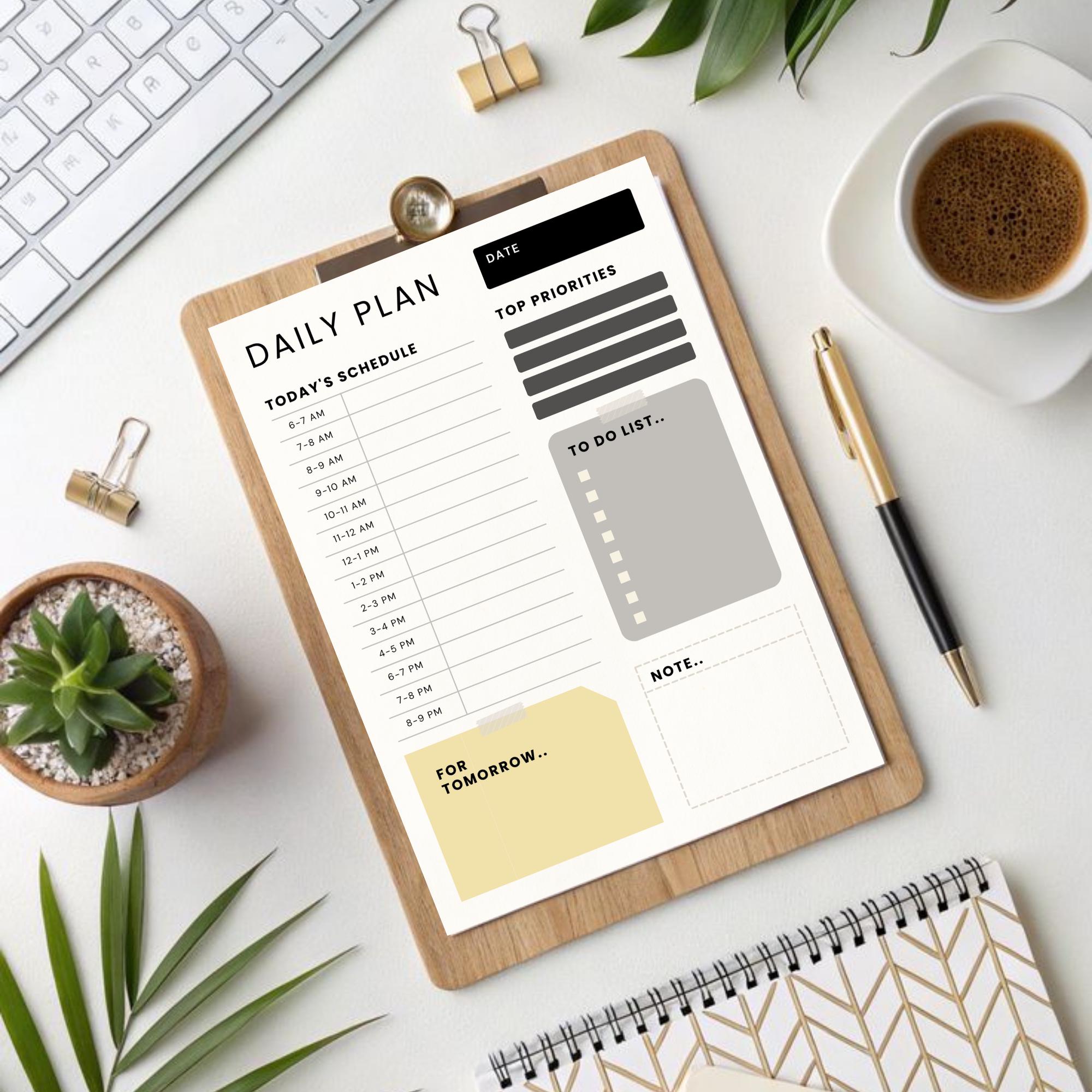 Printable Daily Planner – Elegant Organizer, Task & Goal Tracker ...