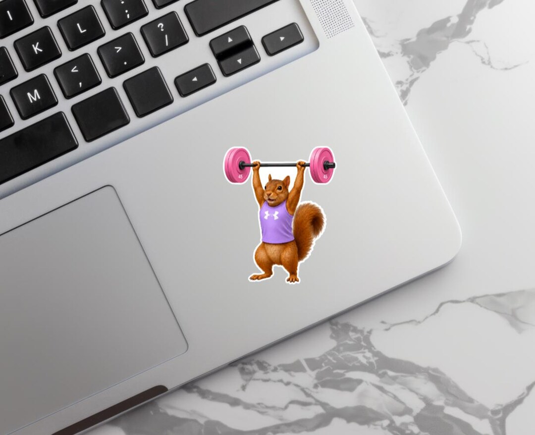 Funny Gym Squirrel Sticker, Weightlifting Squirrel Decal, Gym Rat ...