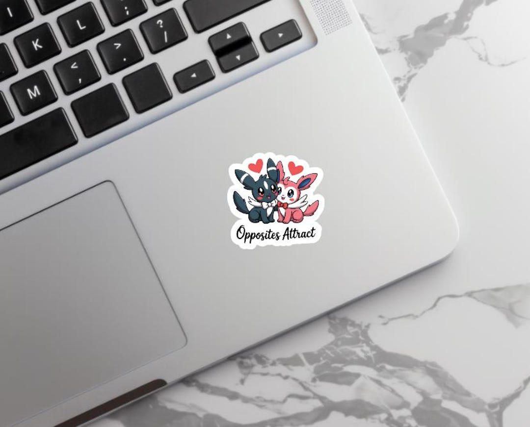 Opposites Attract Sticker, Couple Vinyl Decal, Waterproof Laptop ...