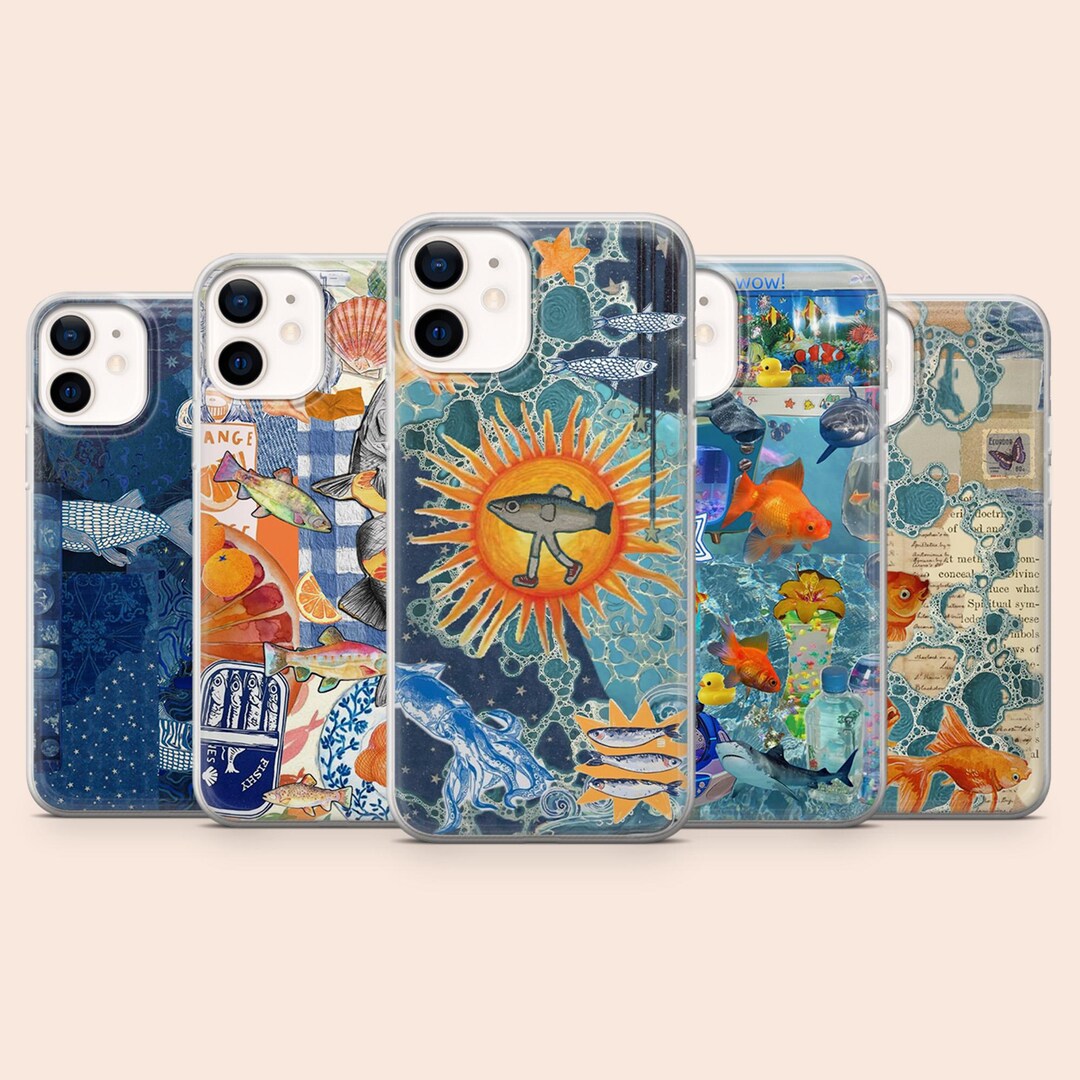 Fish Phone Case Whimsical Blue Ocean Cover for iPhone 17pro, 16, 15, 14 ...
