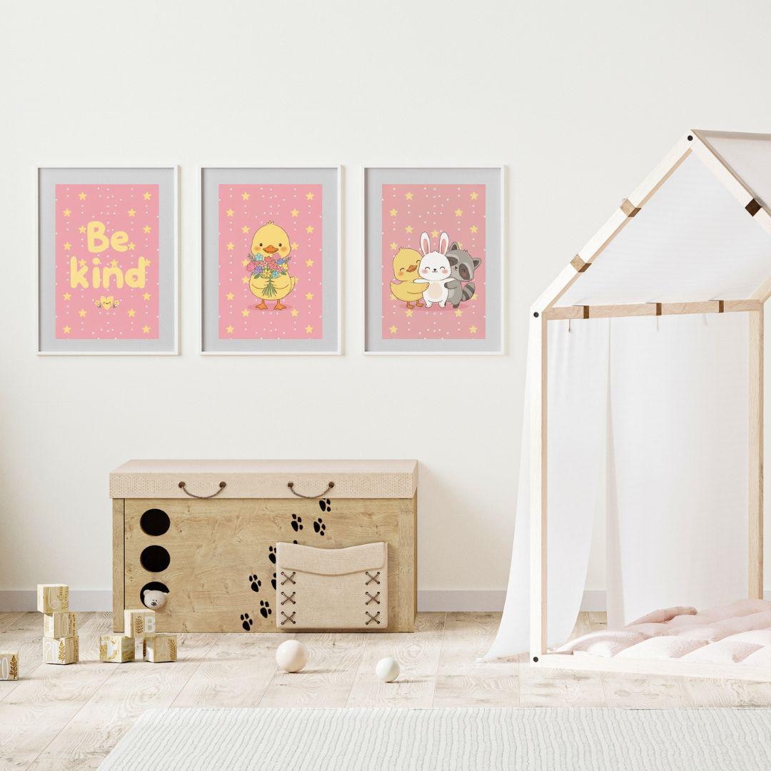 Nursery Wall Art Set | "be Kind" Animal Prints (digital Download) - Etsy