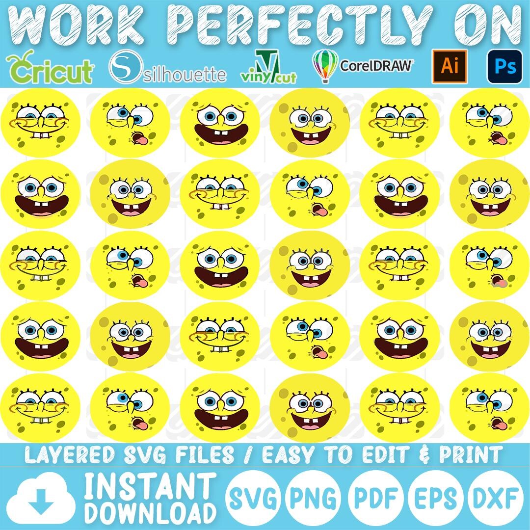 Sponge Bob Svg Bundle, Sponge Bob Svg, Sponge Bob Png Bundle, Sponge ...