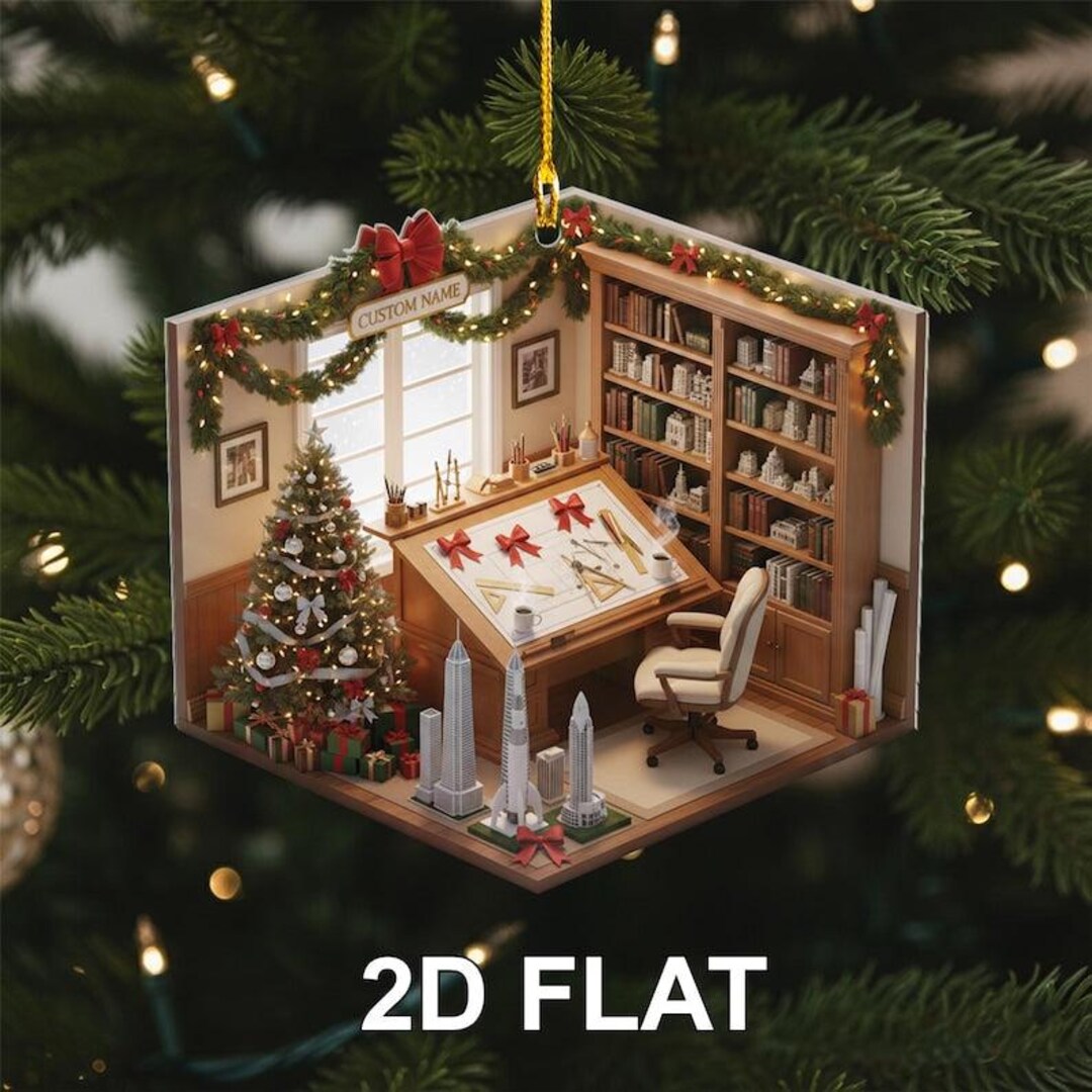 Custom Architect Office Christmas Ornament, Engineer Gift (2D Flat) - Etsy