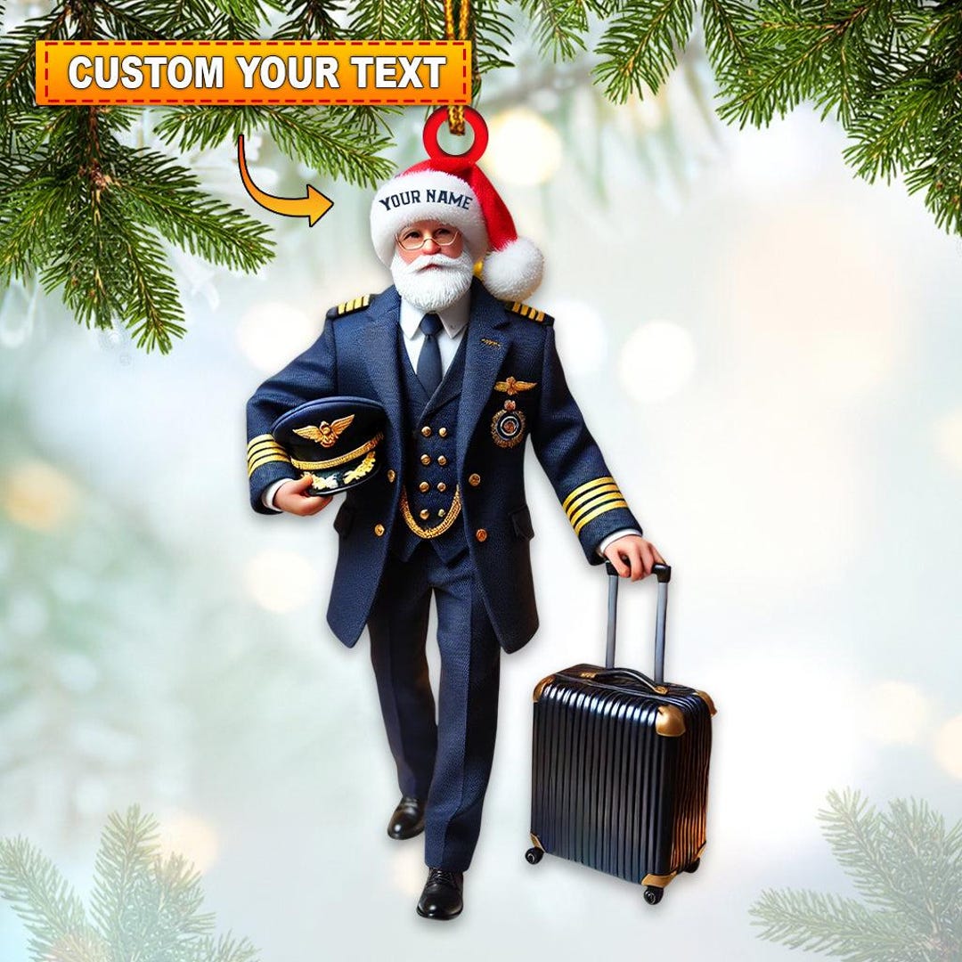 Santa Pilot Home Decor Christmas Ornament, Personalized Ornament 2D ...