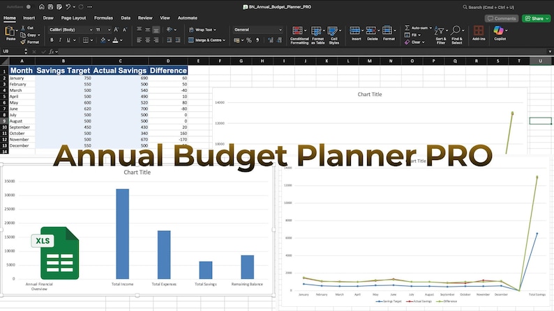 Annual Budget Planner PRO Excel | Yearly Budget Spreadsheet | Income ...
