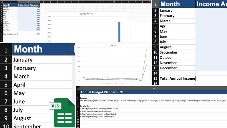 Annual Budget Planner PRO Excel | Yearly Budget Spreadsheet | Income ...
