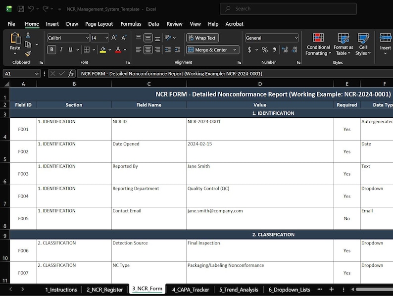 NCR Management System Excel Template | Quality CAPA Tracker (digital ...