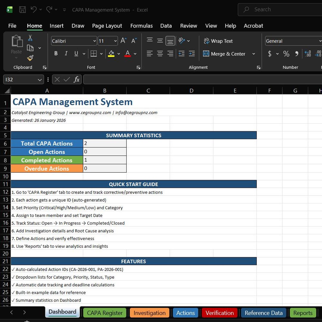 CAPA Management System Excel Template | ISO 9001 Compliance - Etsy