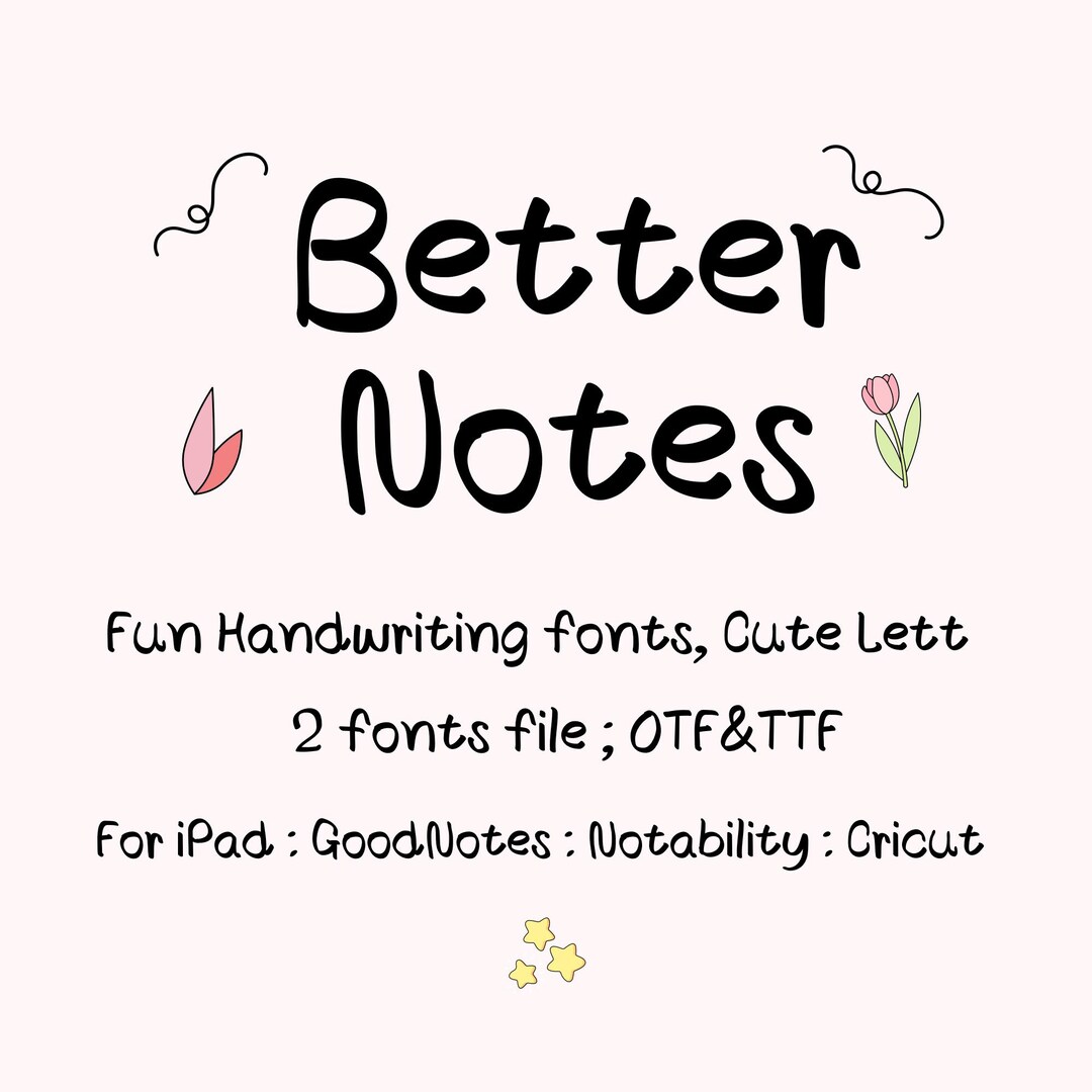 Better Notes Handwriting Font | Cute OTF TTF Goodnotes Font for ...