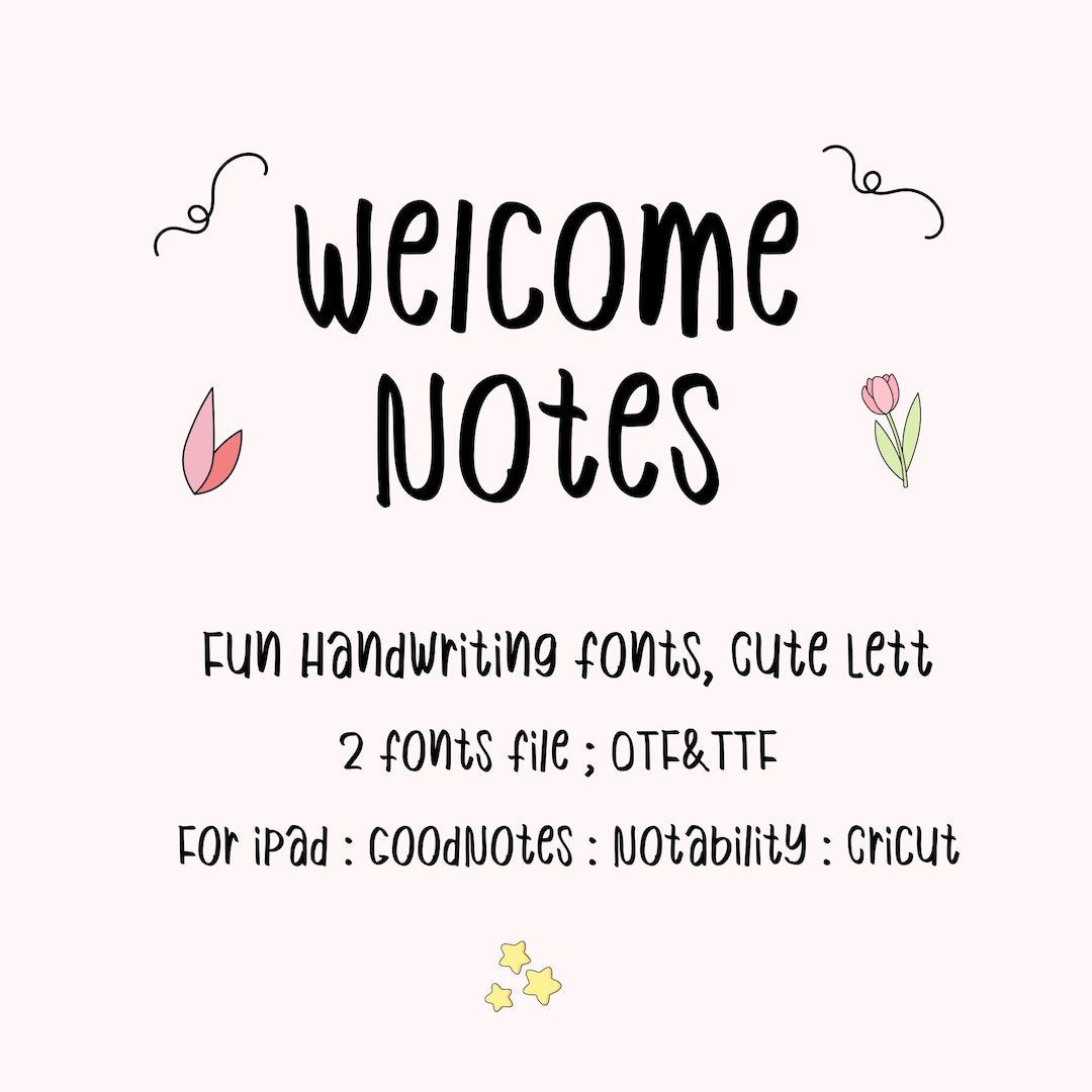 Welcome Notes Handwriting Font | Cute OTF TTF Digital Planner Font for ...