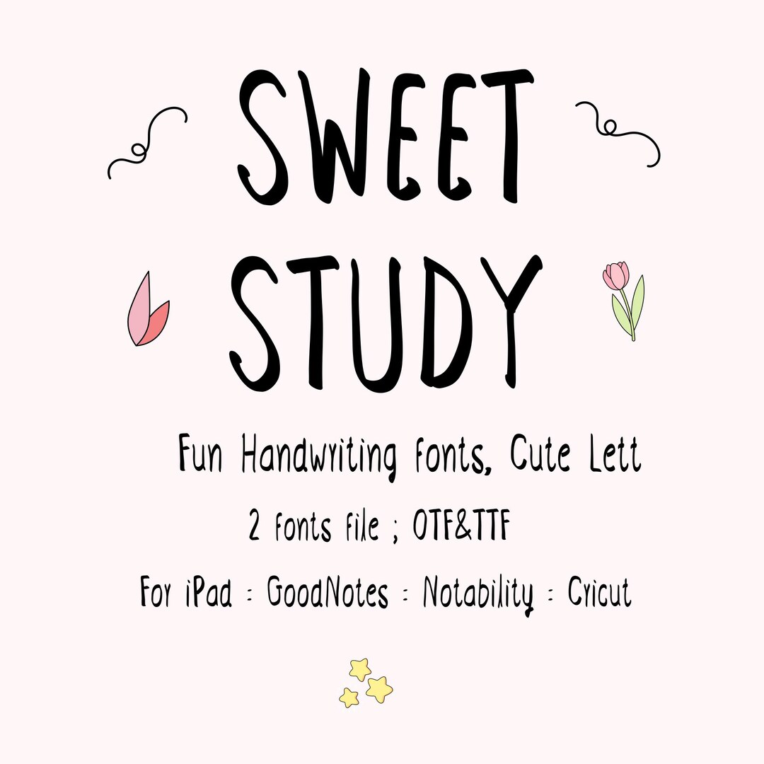 Sweet Study Handwriting Font | Cute - Neat OTF TTF Goodnotes Font for ...