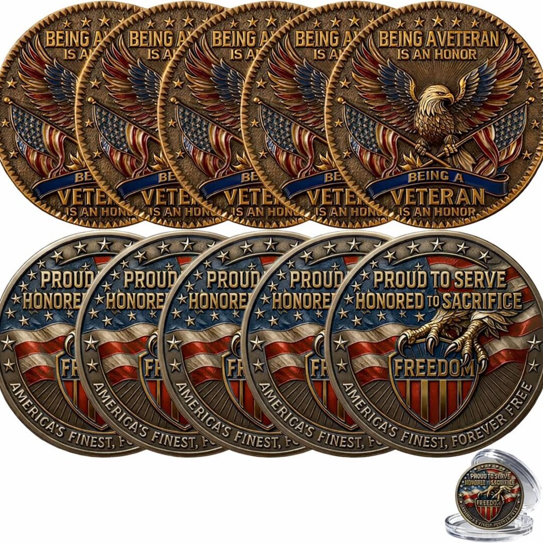 Veteran Honor Challenge Coin Set of 10 | Double-sided Eagle ...