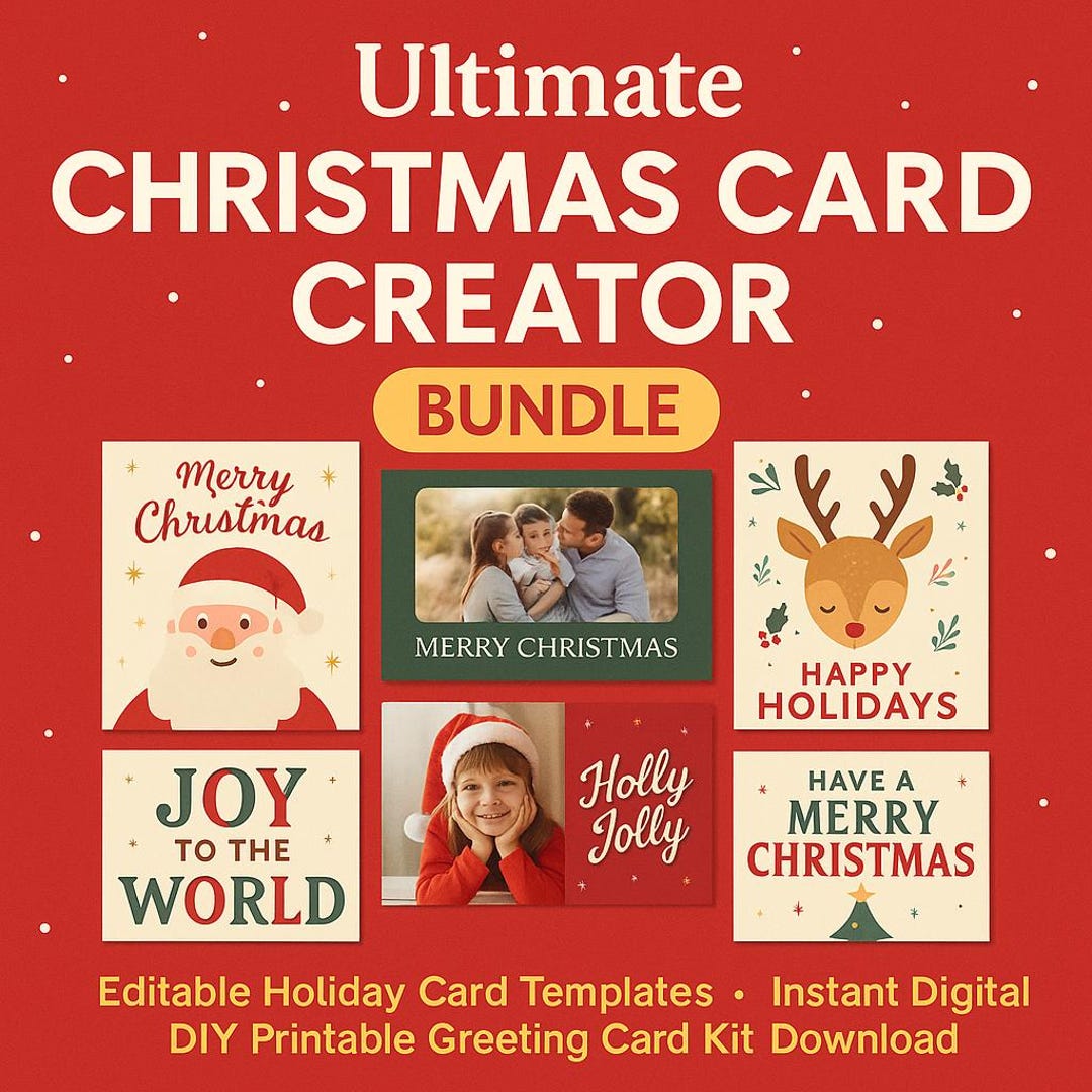 Christmas Card Creator Bundle | DIY Holiday Card Templates (digital ...