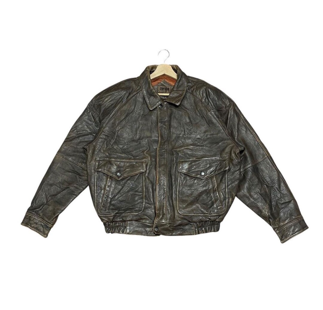RARE!!! Vintage Zufolo Sheepskin Leather Flight Bomber Jacket, Size L ...