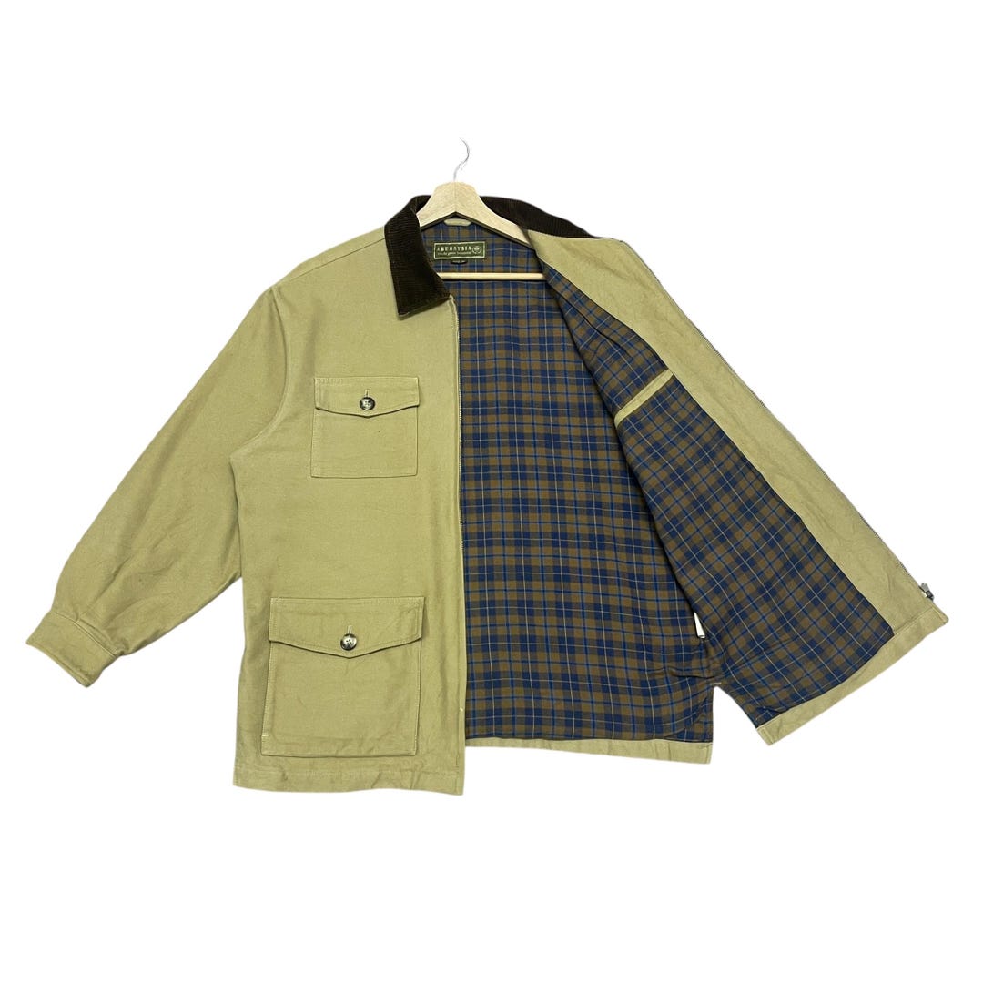 RARE!!! Vintage Aburaysia Japanese Brand Chore Jacket, Corduroy Collar ...