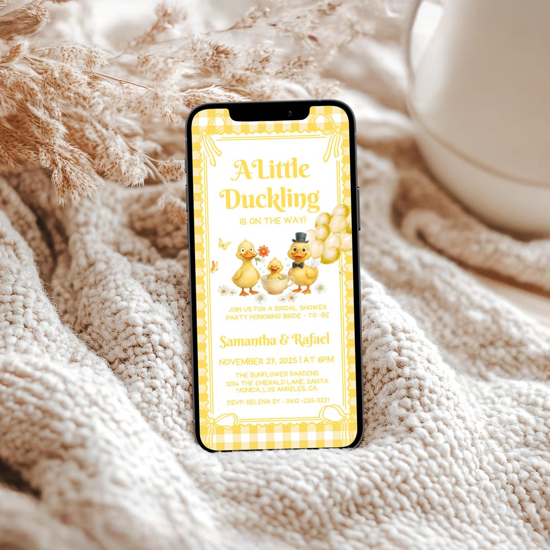 Rubber Duck Baby Shower Mobile Invitation, Yellow Ducks Invitations ...