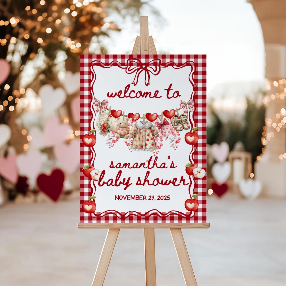 Apple Baby Shower Welcome Sign, Apples of the Eye Baby Shower ...