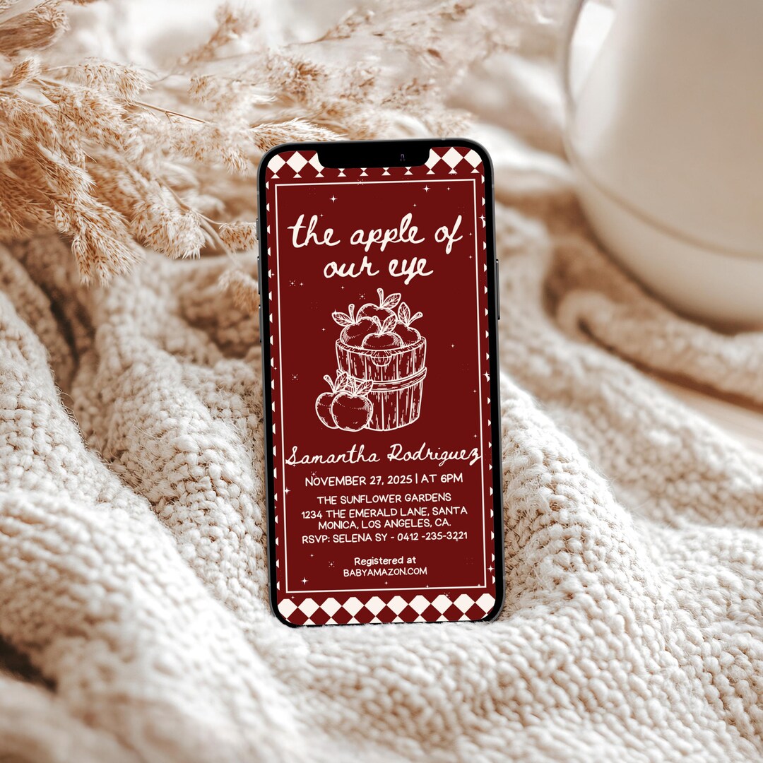 Apple Baby Shower Mobile Invitation, Apples of the Eye Invitations ...