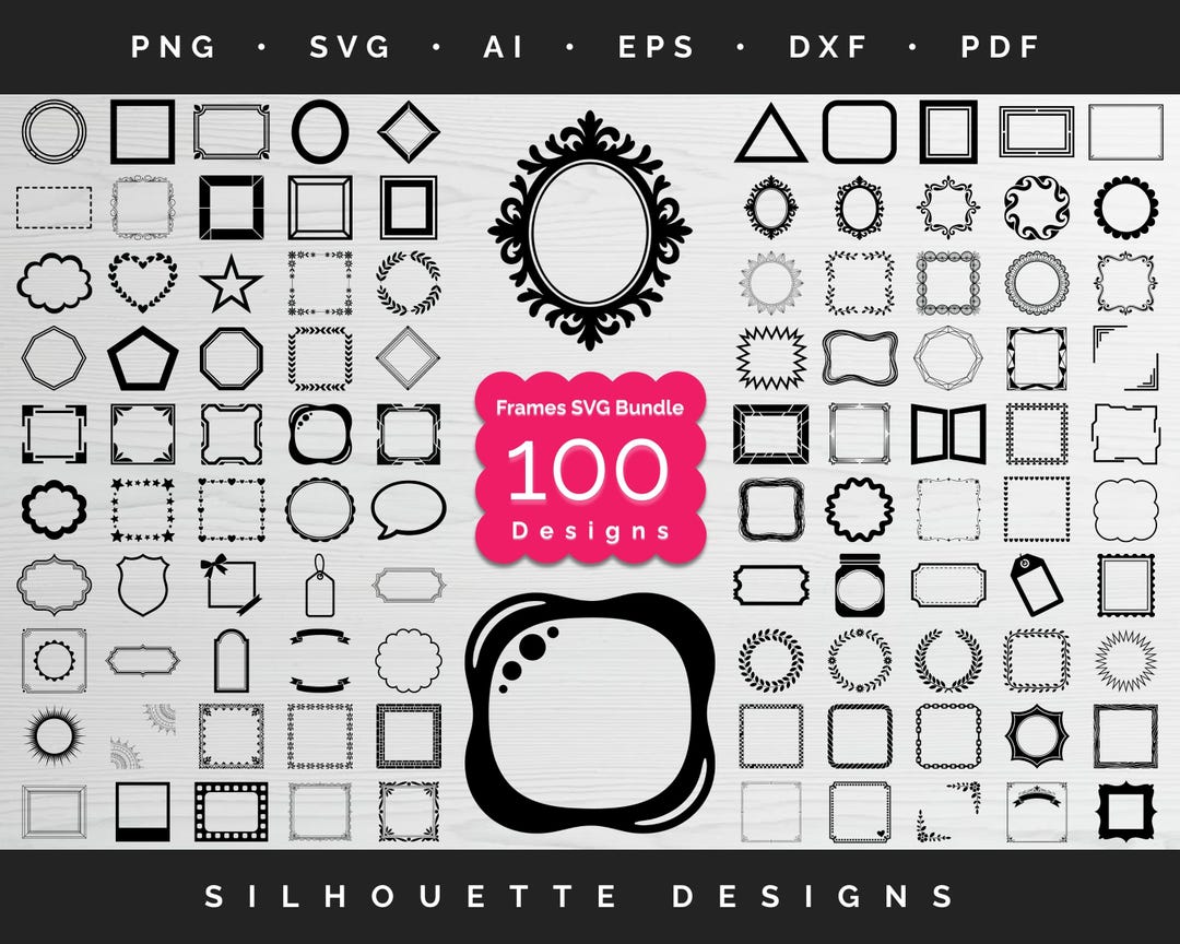 100 Frames SVG Bundle, Classic Frames SVG, Vintage Frames, Label Frame ...