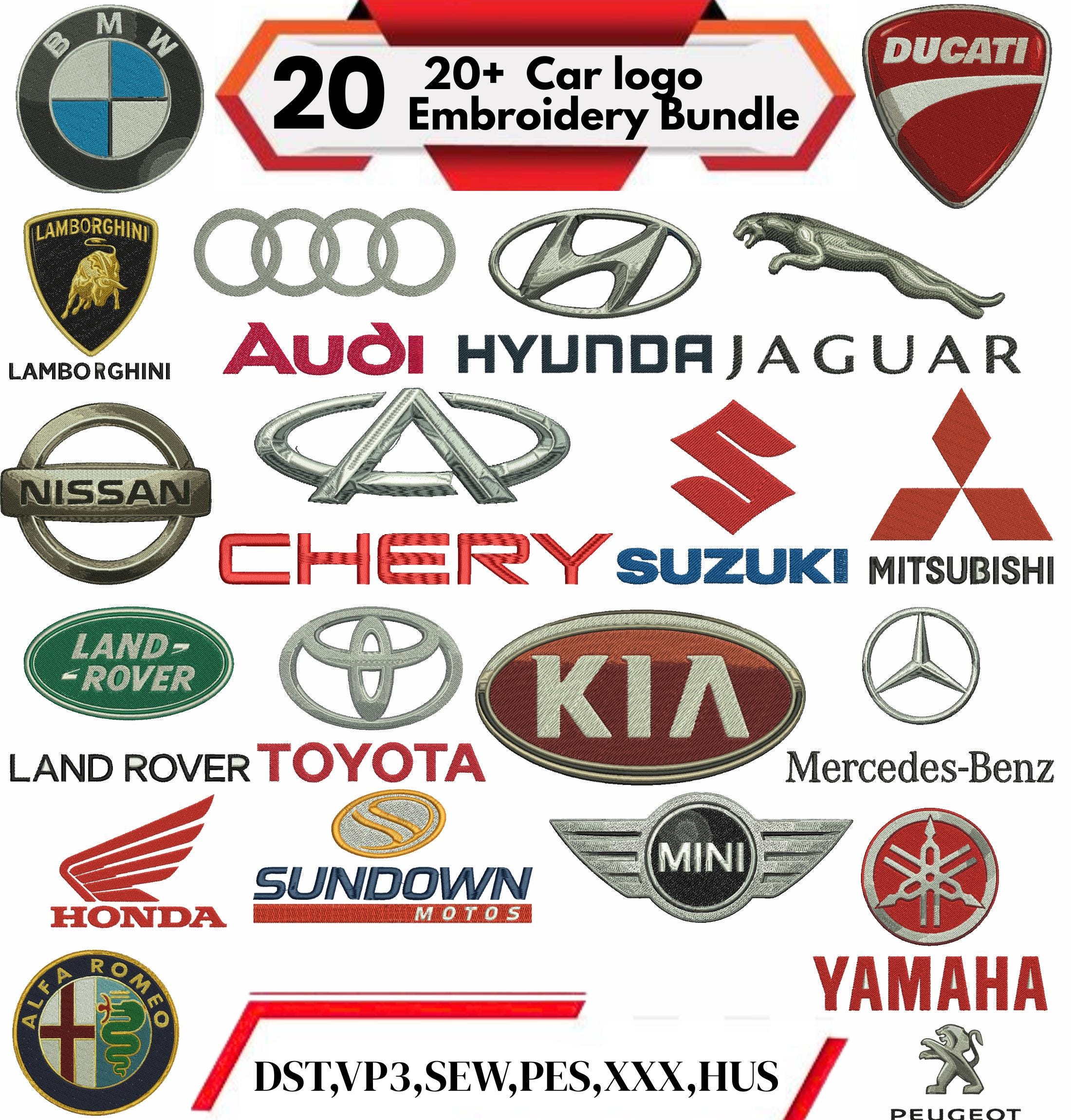 Car Logos Brand Manufacturers Embroidery Designs, Emblems, Car ...