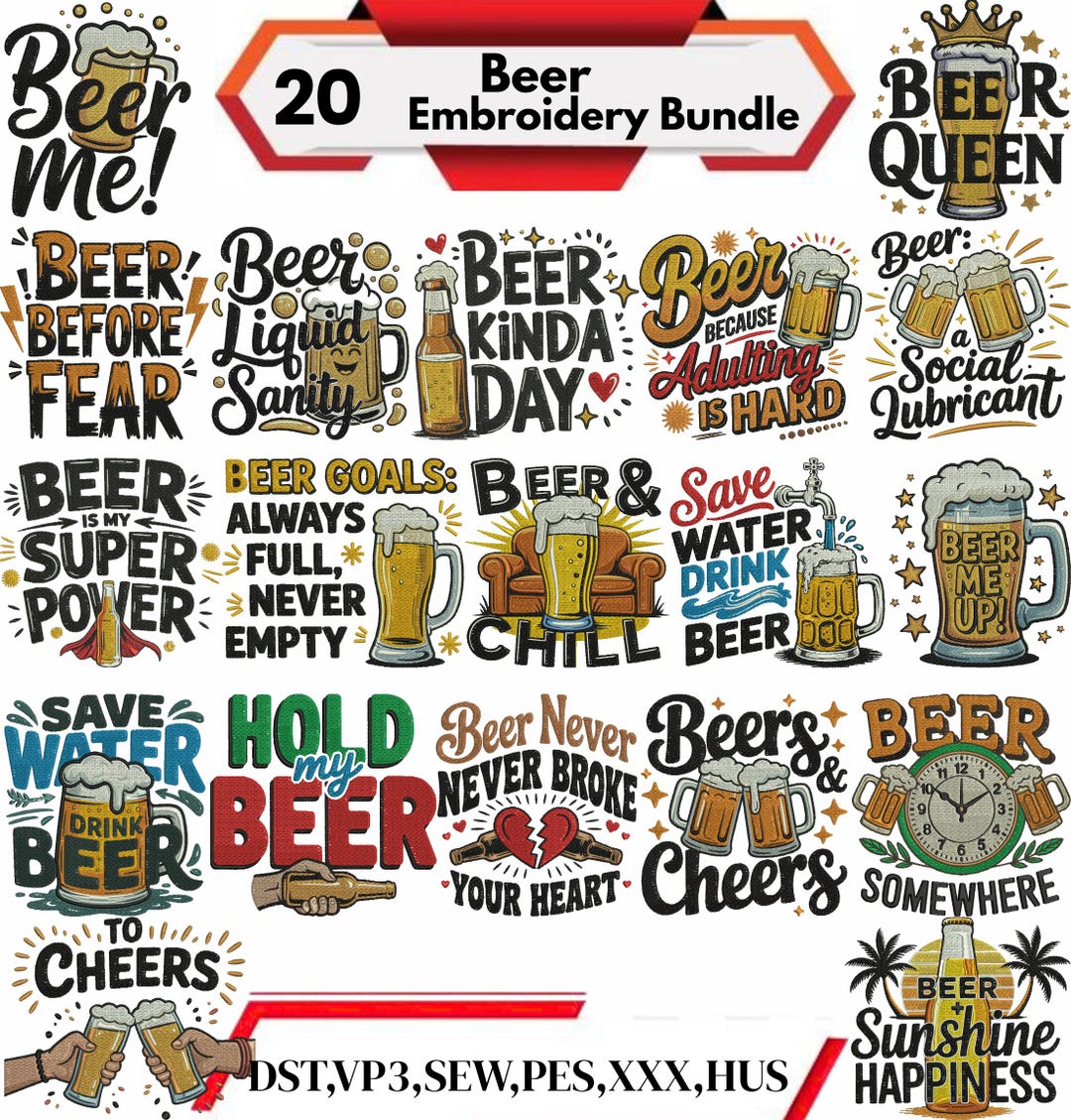 Beer Embroidery Design, Beer Quotes Embroidery, Cheers Embroidery, Love ...