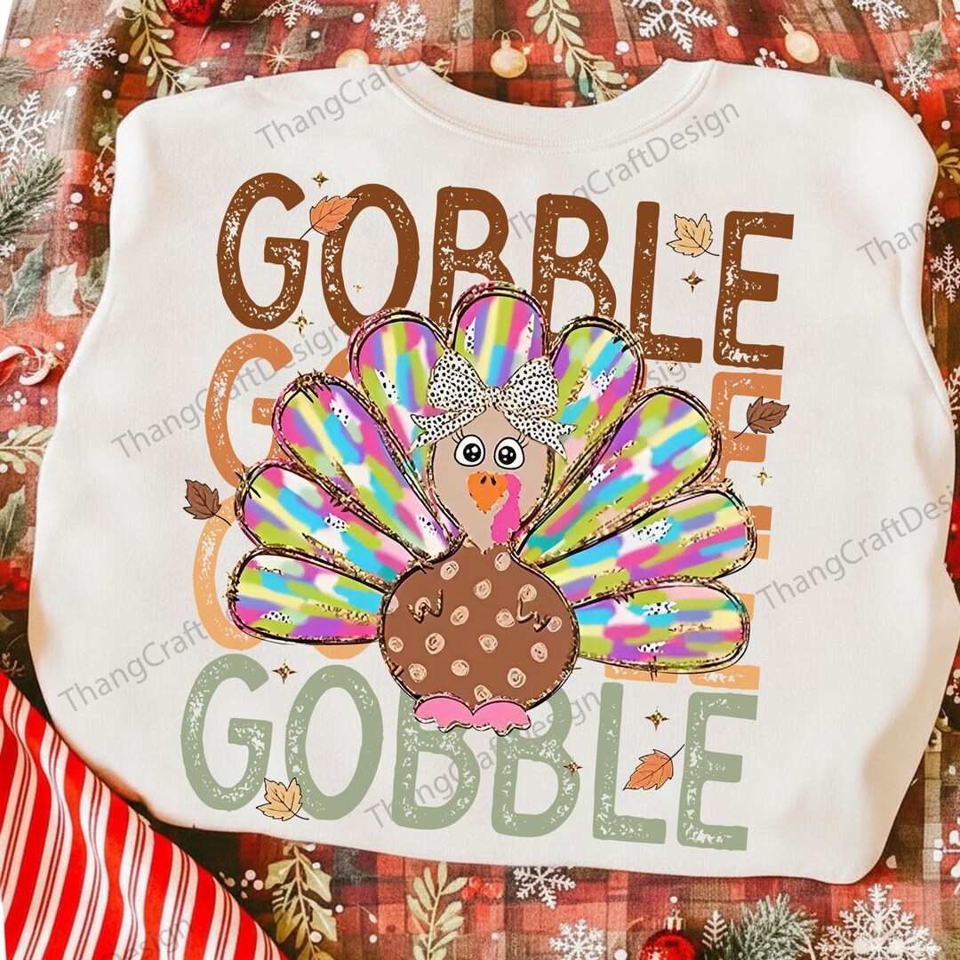 Gobble Gobble Turkey PNG, Colorful Feather Turkey Clipart, Cute ...