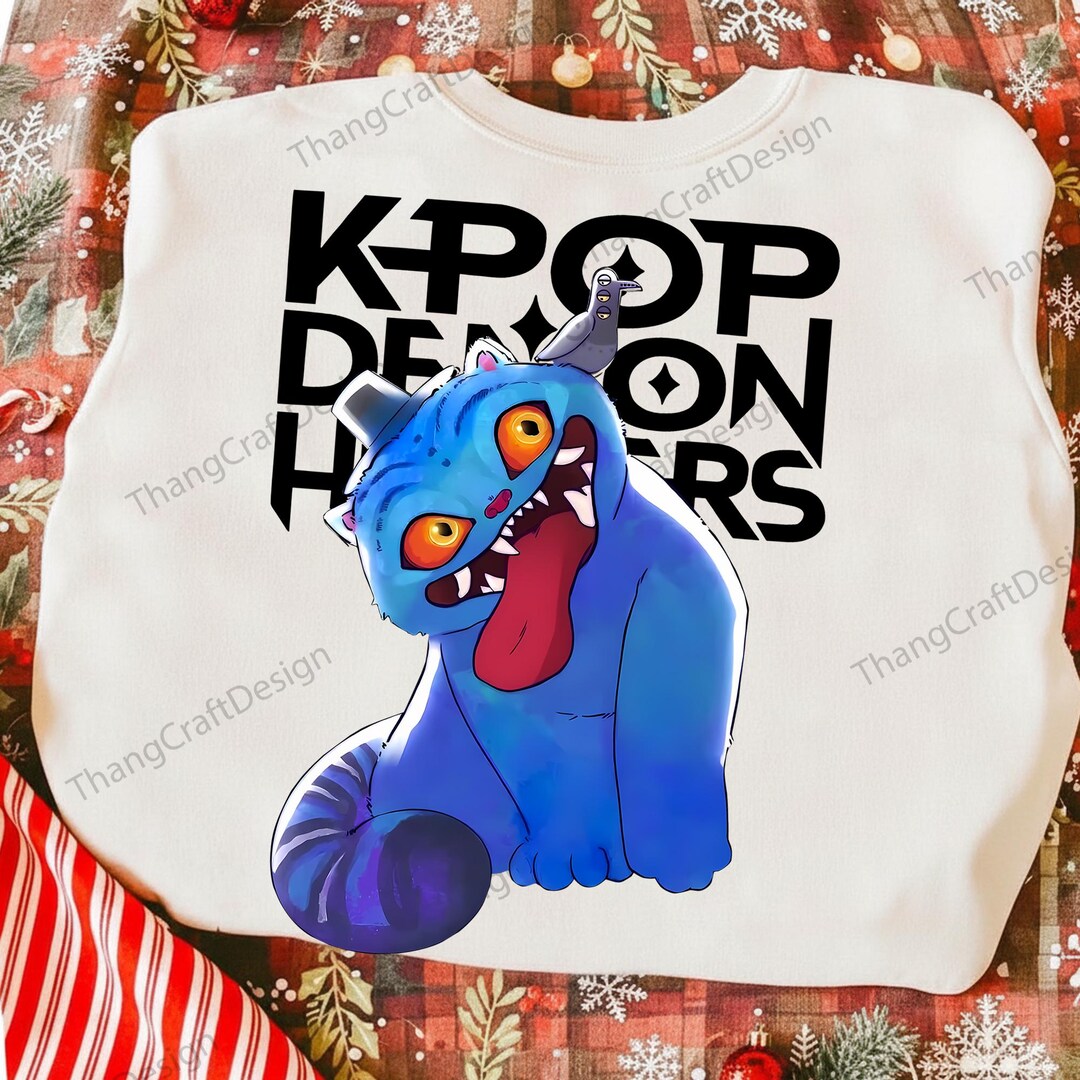 Kpop Demon Hunters Cat PNG, Blue Monster Cat Clipart, Funny Cute Cat ...