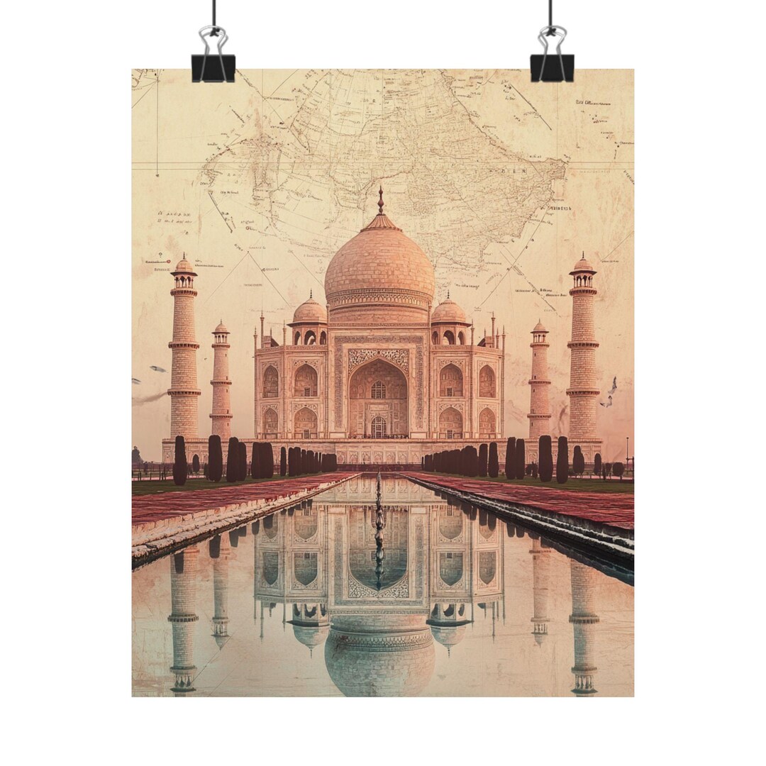 Taj Mahal Vintage Map Poster | Matte Vertical Poster - Etsy