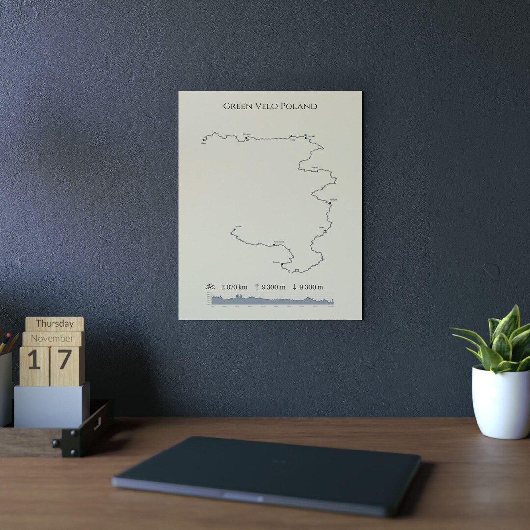 Minimalist Wall Art Print, Green Velo Poland Route Map, Travel Decor ...