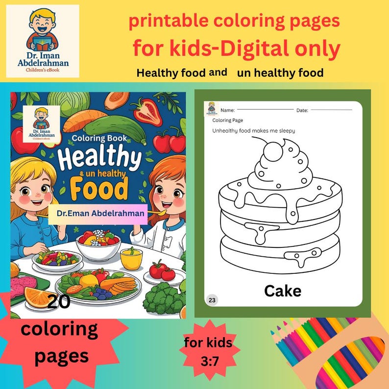 Kids Healthy Vs Unhealthy Food Coloring Activity Printable - Etsy