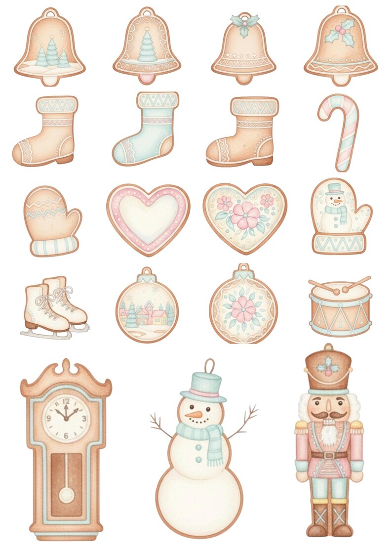 Soft Watercolor Gingerbread Clip Art Set | Pastel Christmas Cookies PNG ...