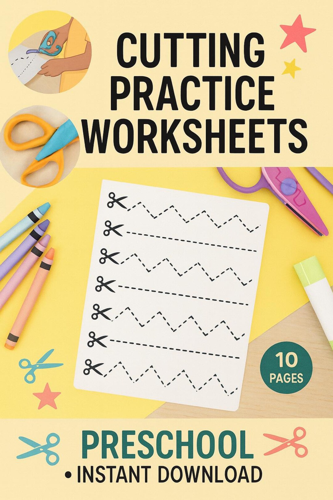 Cutting Practice Worksheets for Kids | Fine Motor Skills | Scissor ...